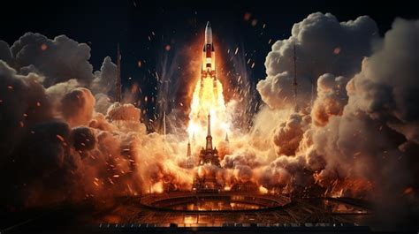 Premium AI Image Space Rocket Laptop Screen