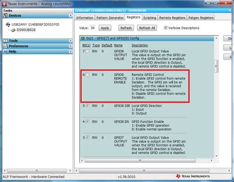 Ds90ub928q Q1 ”gpiox Remote Enable” Register Is Available Interface