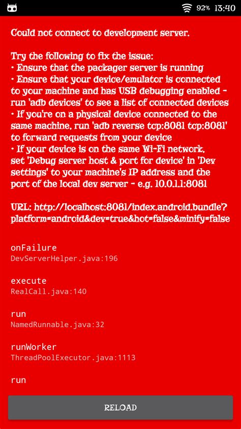 Windows React Native Could Not Connect To Development Server On