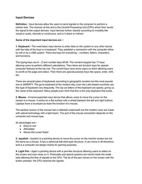 input and output devices pdf