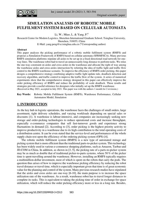 Pdf Simulation Analysis Of Robotic Mobile Fulfilment System Based On Cellular Automata