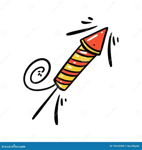 Firecracker Hand Drawn Vector Illustration Cartoon Style Stock