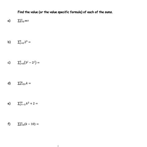 Solved Find The Value Or The Value Specific Formula Of