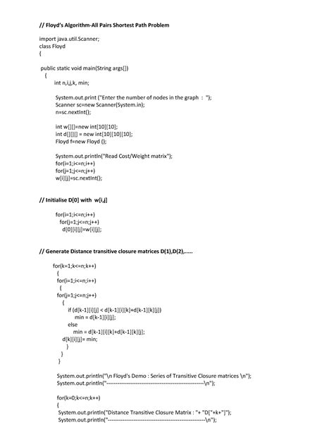 Floyds Algorithm Nil Floyds Algorithm All Pairs Shortest Path