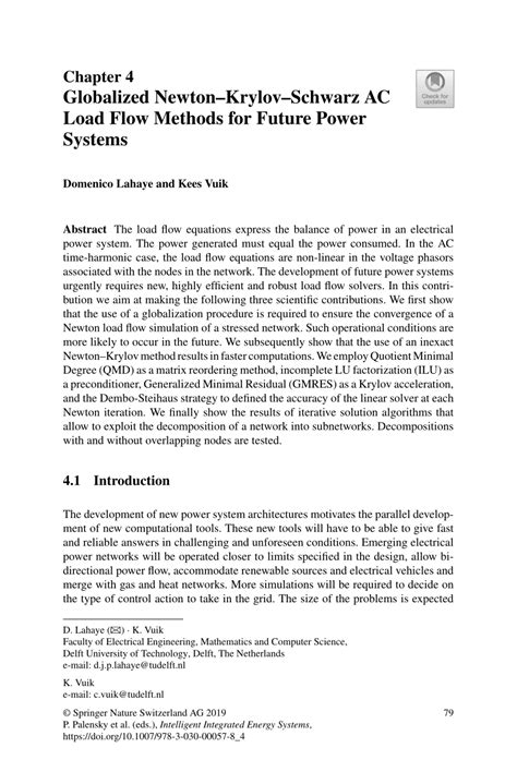 Pdf Globalized Newtonkrylovschwarz Ac Load Flow Methods For Future Power Systems The