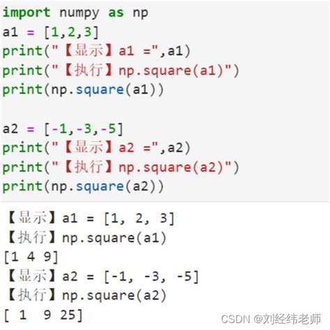 计算数组中各元素的平方numpy square np square csdn博客