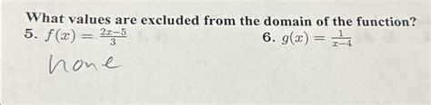 Solved What Values Are Excluded From The Domain Of The Chegg Com