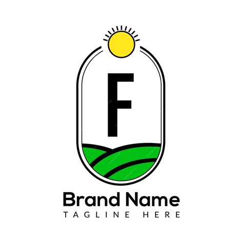 F 편지에 농업 템플릿입니다 농지 로고 농업 농장 태양 아이콘 Conce가 있는 에코 농장 로고 디자인 프리미엄 벡터