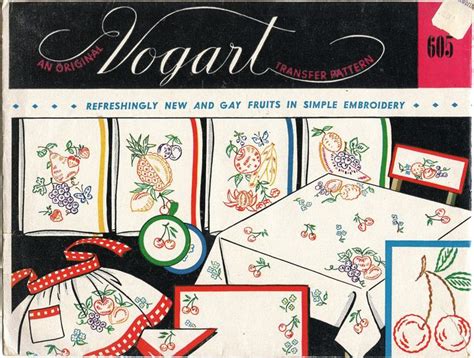 Topical Fruits Vogart Transfer Patterns No 605 Embroidery Patterns Vintage Vintage Lettering