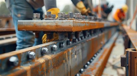 Premium Photo The Steel Beam Installation In Its Final Stages With Workers Ensuring All Bolts