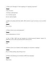 Amazon Module 1 Knowledge Check Docx 1 What Are The Advantages Of Cloud Computing Over