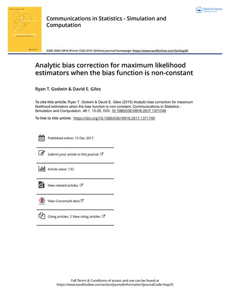 Analytic Bias Correction For Maximum Likelihood Estimators When The Bias Function Is Non