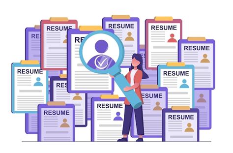 인적 자원 관리자가 이력서를 선택합니다 프리미엄 벡터