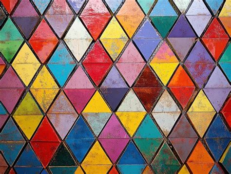 Vivid Geometric Mosaic With Interlocking Triangular Shapes Premium Ai Generated Image