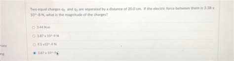 Solved Two Equal Charges 94 And Ca Are Separated By A