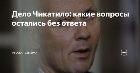 Дело Чикатило какие вопросы остались без ответа Русская Семёрка Дзен