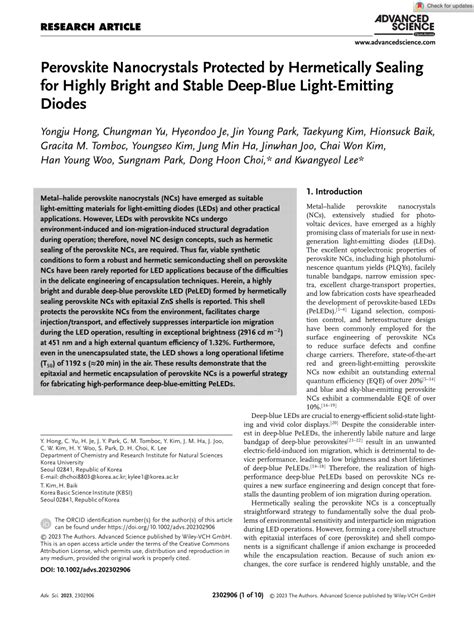 Pdf Perovskite Nanocrystals Protected By Hermetically Sealing For
