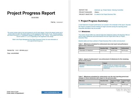 Project Progress Report Template Word Templates For Free Download