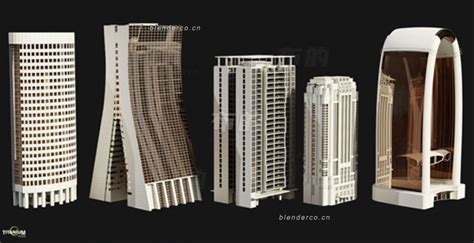 Blender居民楼建筑商务高楼大厦城市楼房建筑3d模型素材 Blender布的