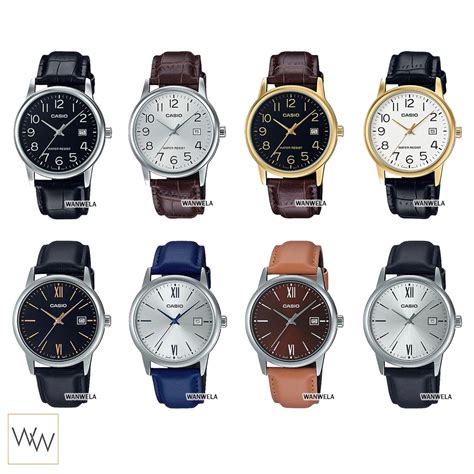 โคนัน นาฬิกา Casio [ใส่โค้ดลดเพิ่ม] ของแท้ นาฬิกาข้อมือ Casio ผู้ชาย รุ่น Mtp V002 สายหนัง