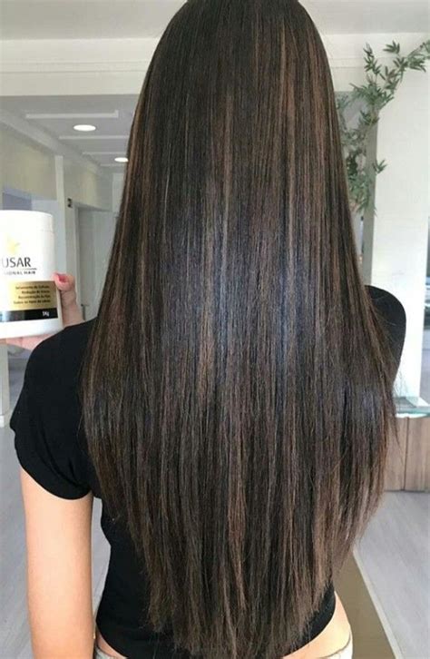 Long Straight Dark Hair With Highlights Highlights Black Straight