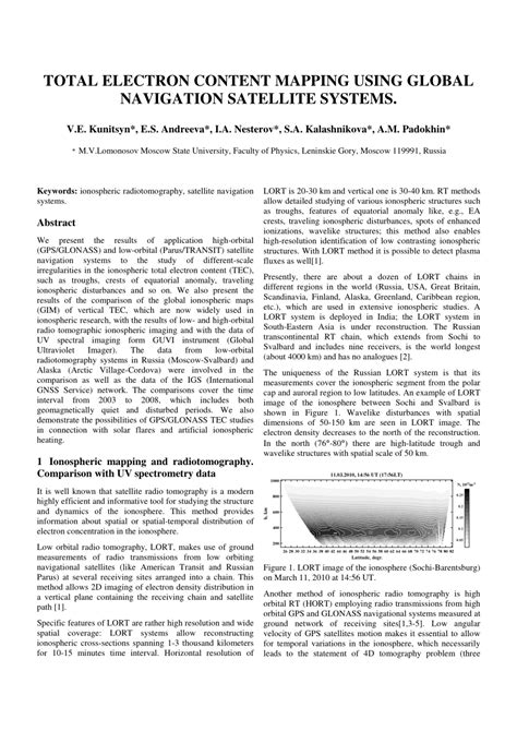 Pdf Total Electron Content Mapping Using Global Navigation Satellite