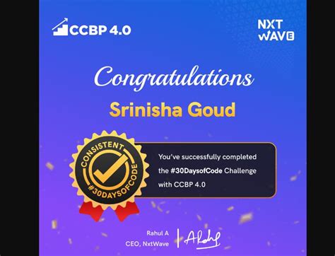 srinisha goud on linkedin 30daysofcodechallenge ccbp ccbpian