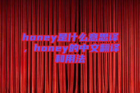 Honey是什么意思译，honey的中文翻译和用法 楚玉音乐百科