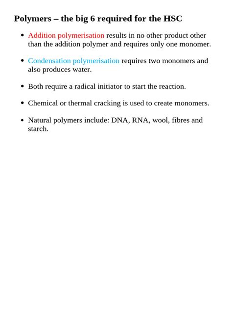 Chemistry Polymers Notes Pdf Thermoplastic Polyethylene