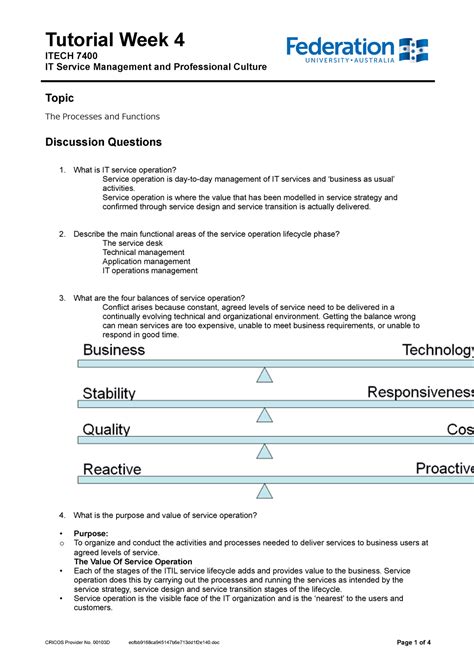 Tutorial Tasks Week 4 Of 7400 Tutorial Week 4 Itech 7400 It Service Management And