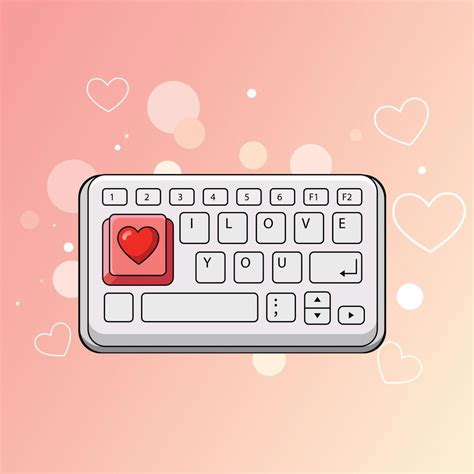 Love Themed Keyboard With Heart Key For Valentines 69800021 Vector Art