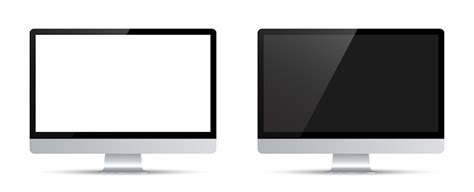 흰색과 검은 색 빈 디스플레이와 두 개의 검은 색 모니터 모형 스톡 벡터 데스크탑 컴퓨터에 대한 스톡 벡터 아트 및 기타 이미지 데스크탑 컴퓨터 벡터 투명한 Istock