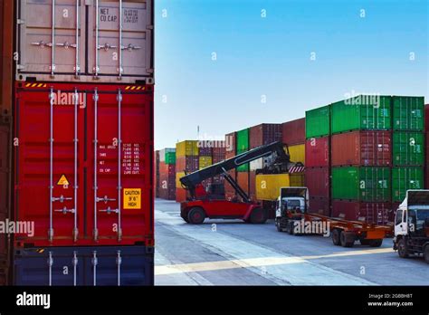 Container Yard Operation Activity Reach Stacker Load Container Onto