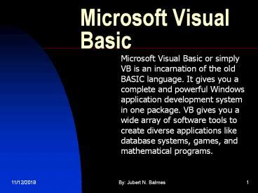 PPT Microsoft Visual Basic PowerPoint Presentation Free To Download Id 49f25b MmQ1Z