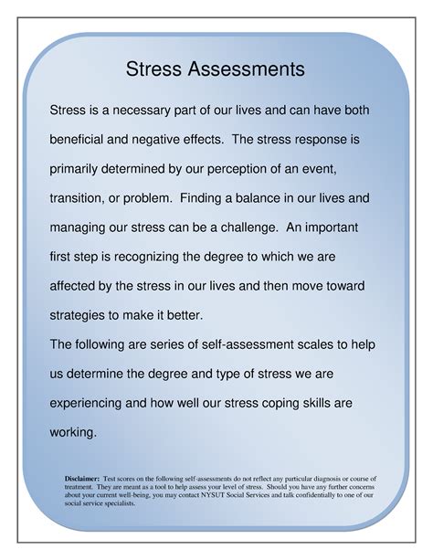 Stress Assessment Stress Assessments Stress Is A Necessary Part Of