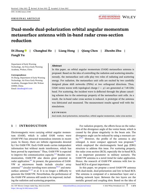 Dual‐mode Dual‐polarization Orbital Angular Momentum Metasurface Antenna With In‐band Radar