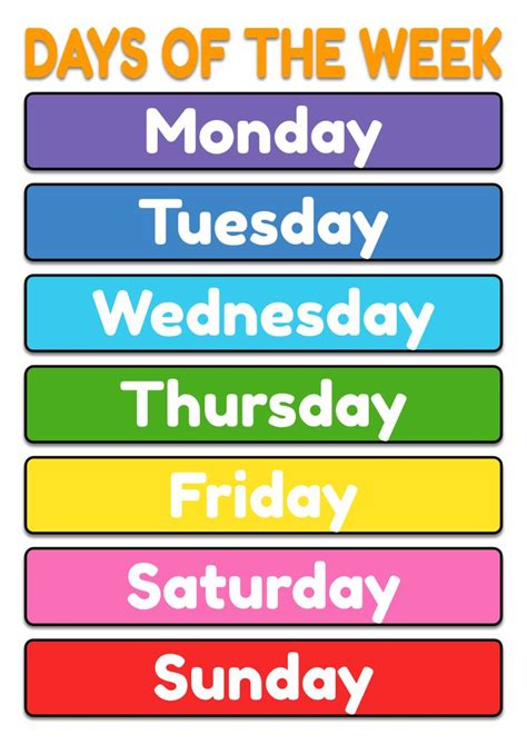 Lets Learn The Names Of The Days In A Week A Colorful Rainbow 🌈 Days