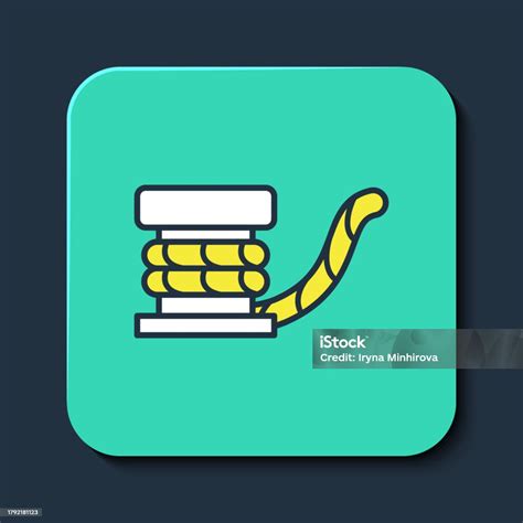 채워진 윤곽선 마린 볼라드 와 밧줄 와 교각 아이콘 고립된 통하고 있는 파란 배경 청록색 사각형 버튼 벡터 가득 찬에 대한 스톡