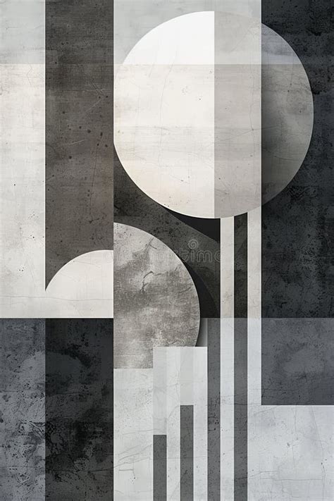 Canvas Poster With Geometric Shapes In Monochromatic Shades Showcasing Minimalistic Patterns