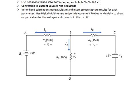 Solved Use Nodal Analysis To Solve For VA VB Vc VG Chegg Com