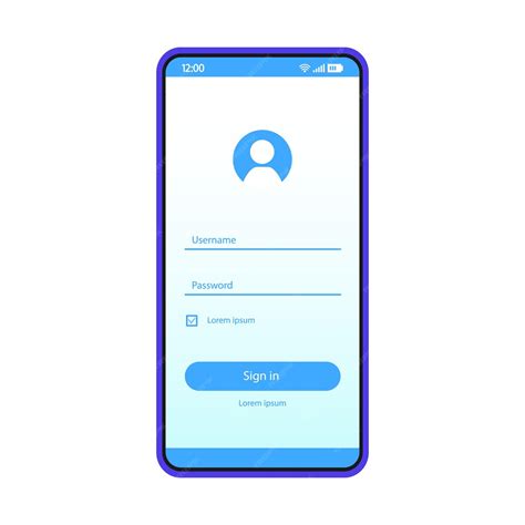 Premium Vector Sign In Smartphone Page Vector Template Mobile App Interface Blue Design