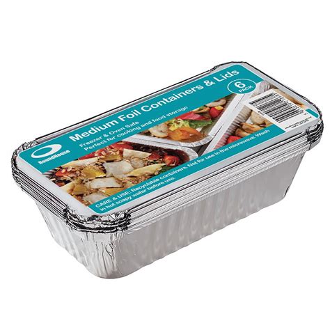 Pack Of 6 Medium Foil Containers And Lids