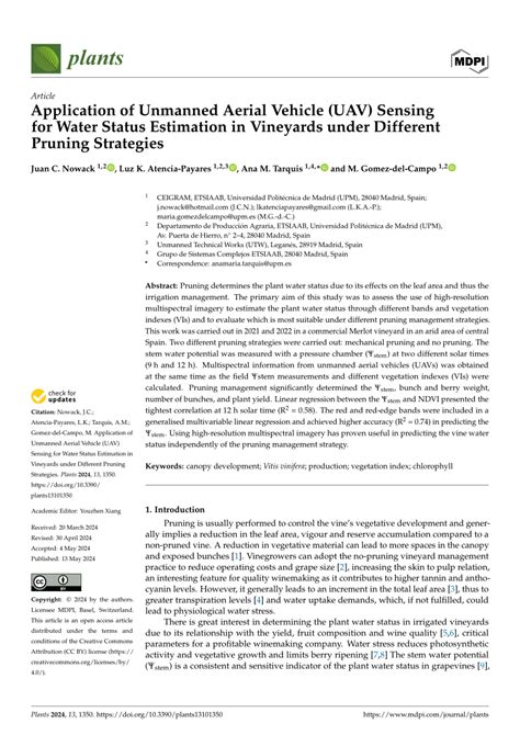 Pdf Application Of Unmanned Aerial Vehicle Uav Sensing For Water