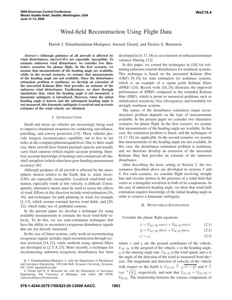 Pdf Wind Field Reconstruction Using Flight Data