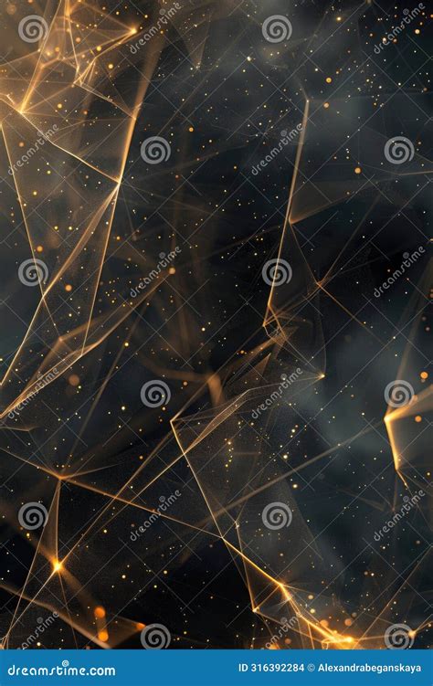 Abstract Network Connections With Glowing Nodes On Dark Background Stock Illustration