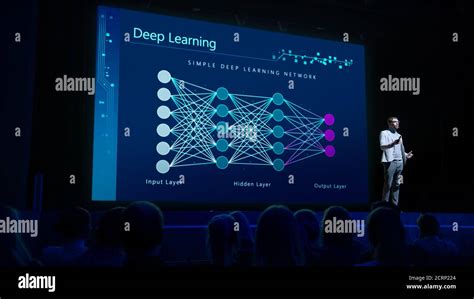 Computer Science Startup Conference On Stage Speaker Does Presentation Of New Product Talks