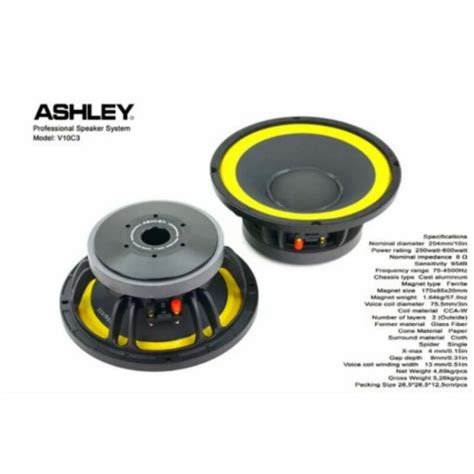 Jual Speaker Komponen Ashley V C Original Inch Shopee Indonesia