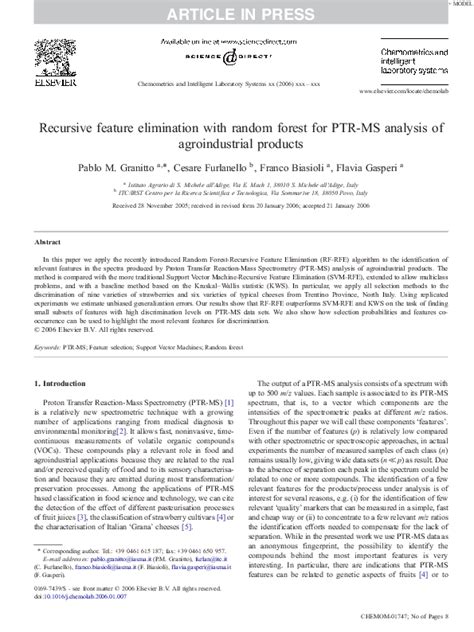 Pdf Recursive Feature Elimination With Random Forest For Ptr Ms