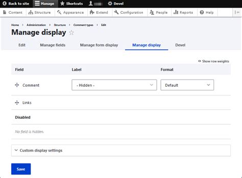 how to hide the comment subject field
