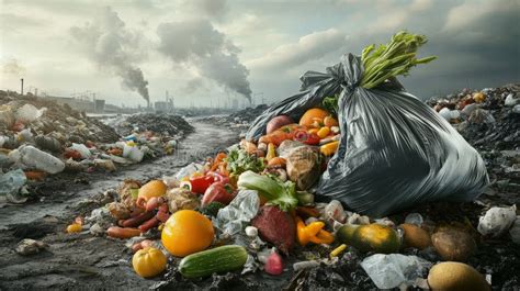 Rotting Vegetables And Fruits In Garbage Pile At Polluted Site Stock